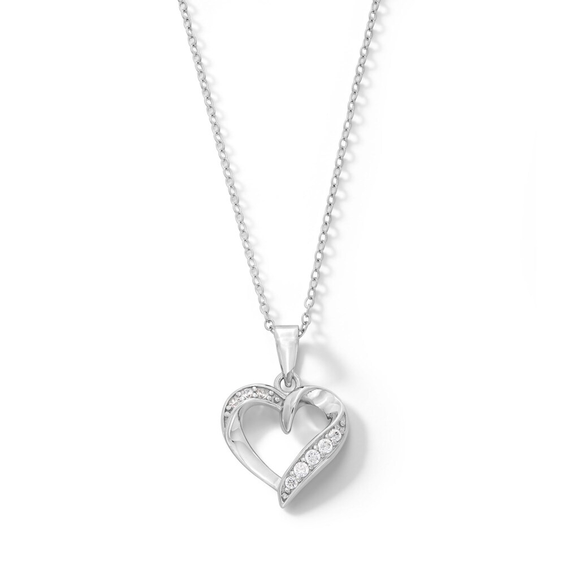 Banter by Piercing Pagoda Sterling Silver CZ Pave Ribbon Heart Pendant 18 available now at Cape Cod Mall