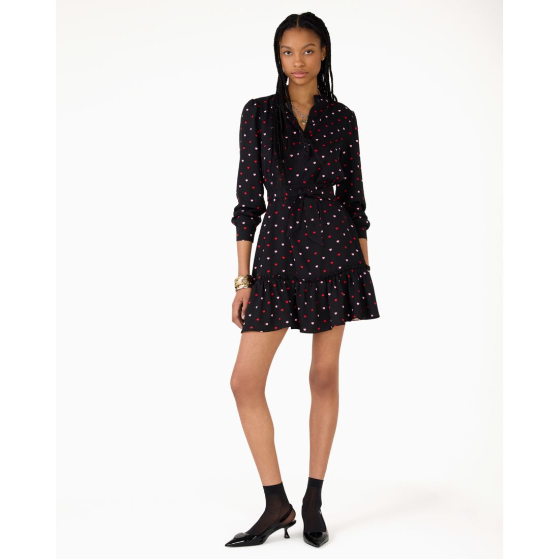 Kate Spade New York Outlet Darling Hearts Ruffle Shift Dress Kate Spade New York Outlet Darling Hearts Ruffle Shift Dress