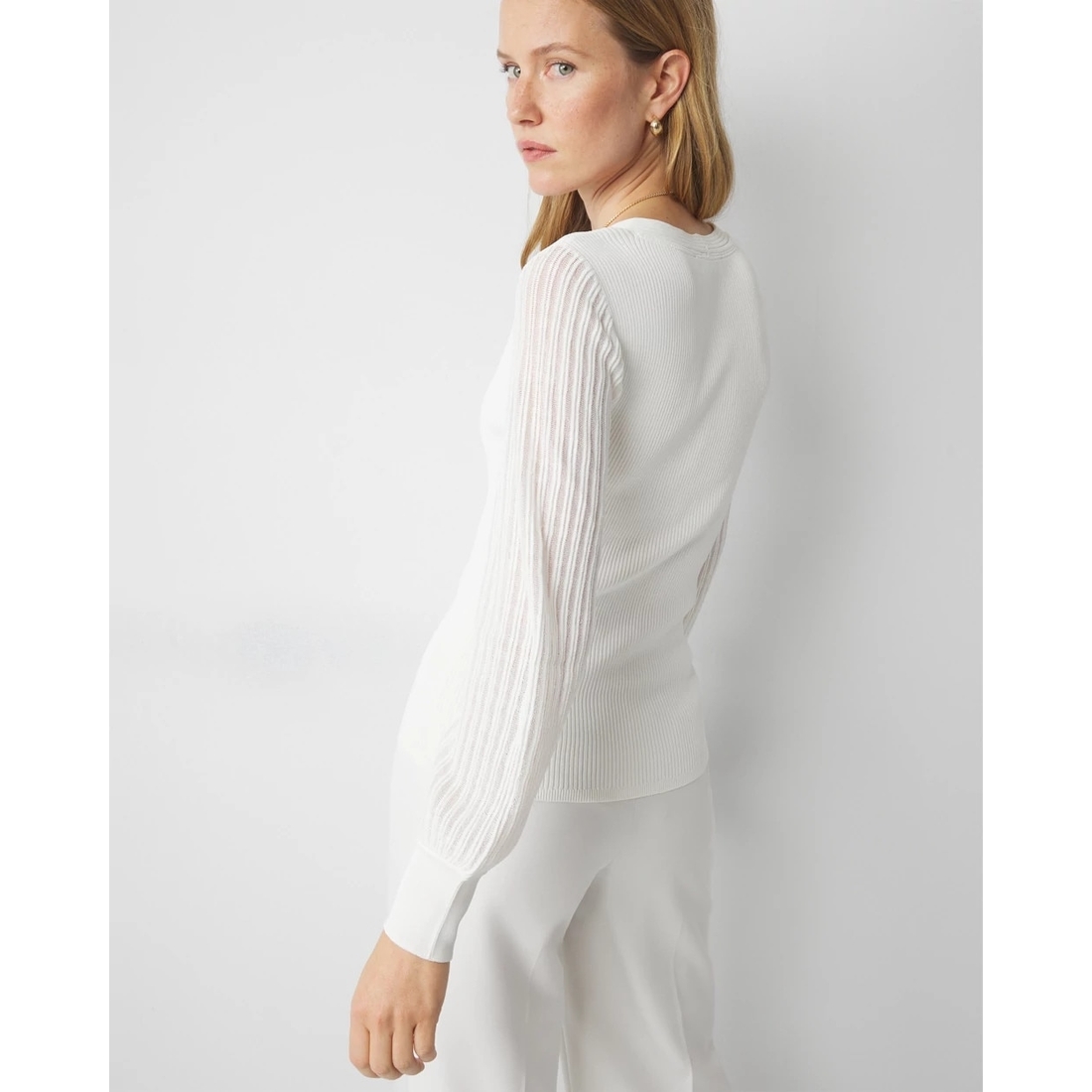 Sheer Sleeve V-Neck Sweater available now at The Falls® Sheer Sleeve V-Neck Sweater available now at The Falls®