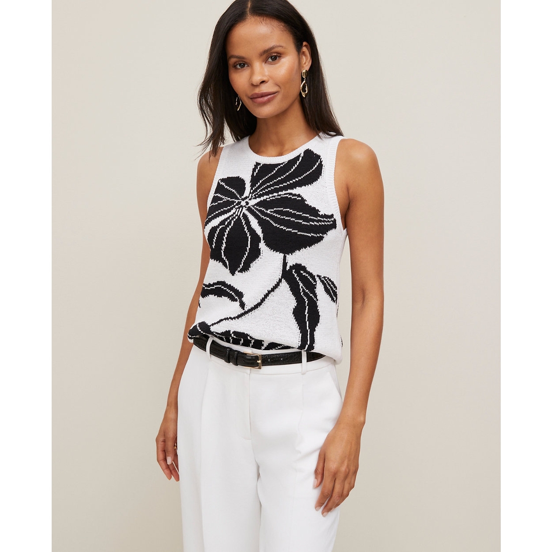 Floral Jacquard Sweater Shell Top available now at Floral Jacquard Sweater Shell Top available now at
