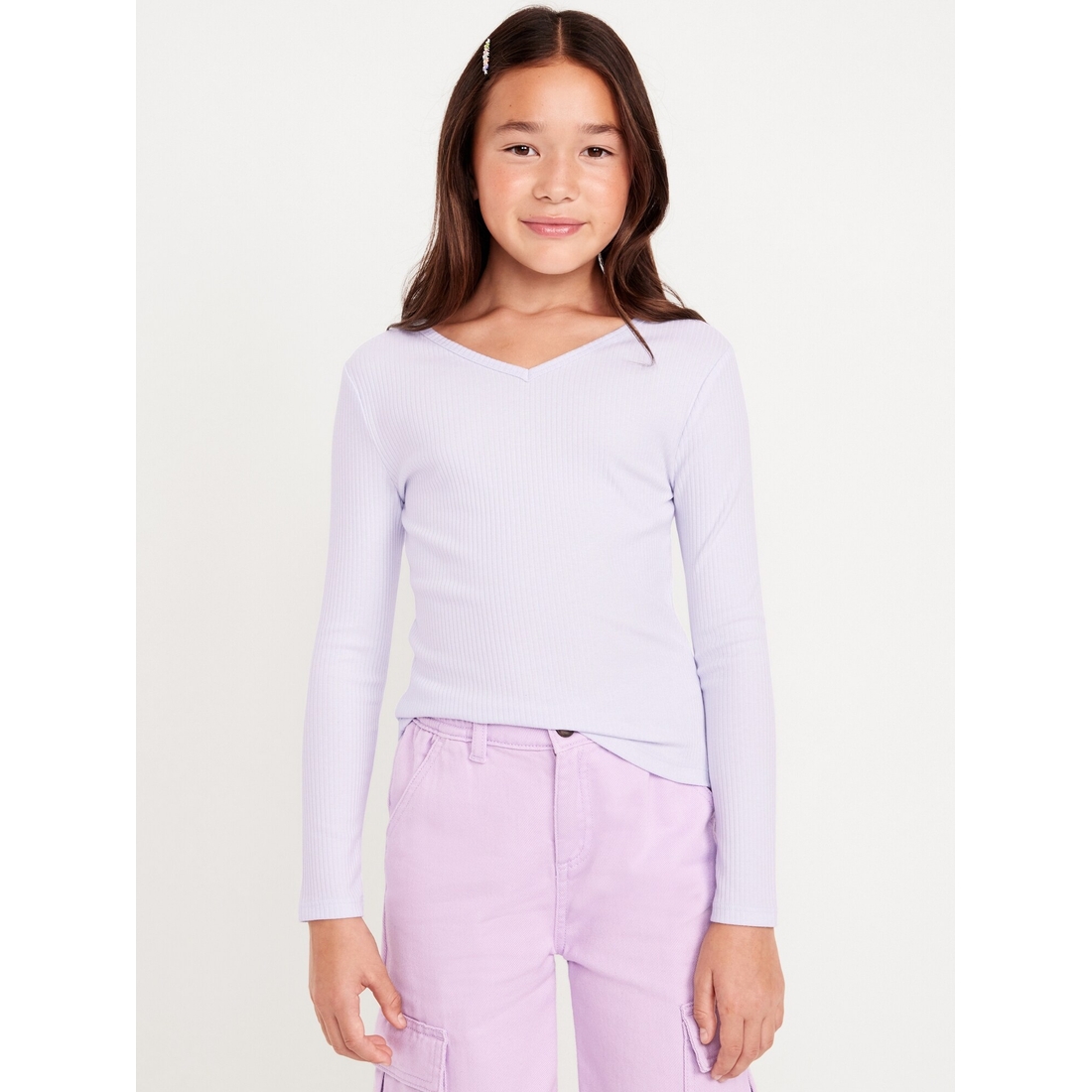 Long-Sleeve Ribbed V-Neck Top for Girls available now at Long-Sleeve Ribbed V-Neck Top for Girls available now at