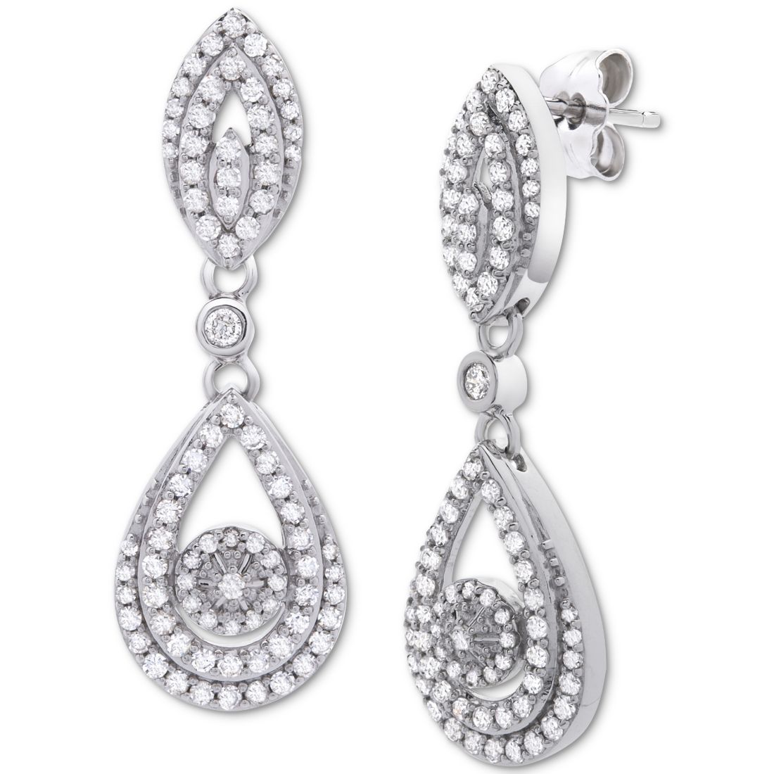 Macy's white gold diamond earrings store